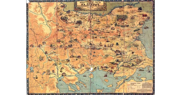 Illustrated map of the Kingdom of Bulgaria by Panchev and Chakarov ...